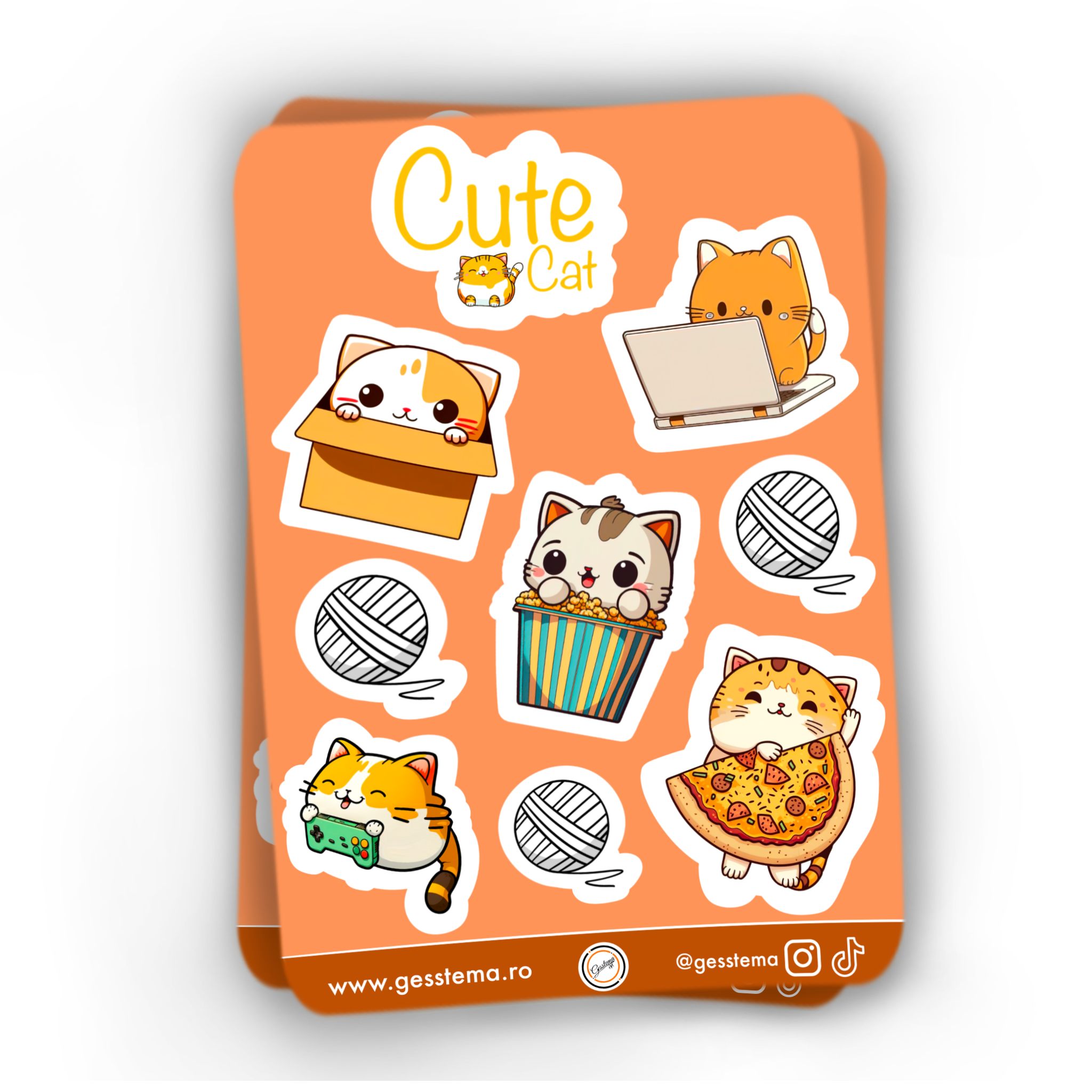 CUTE CAT PACK | PISICI DRAGUTE PACK | 9 STICKERE – Gesstema